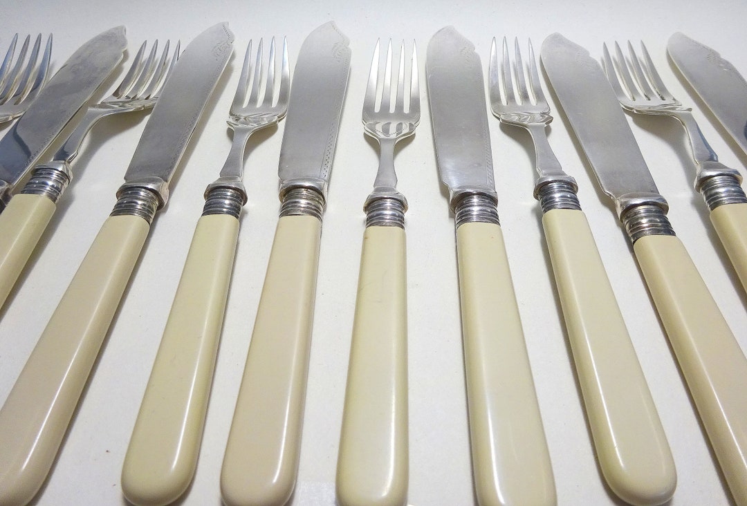 Vintage Fish Cutlery, Fish Eaters, Salmon Cutlery, 6 Settings, 12 Piece ...