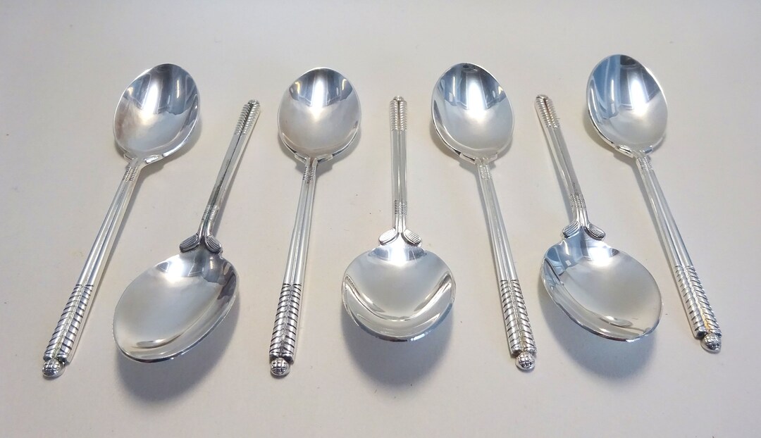 Set of 6 Golfing Themed Small Silver Plated Teaspoons or Coffee Spoons ...