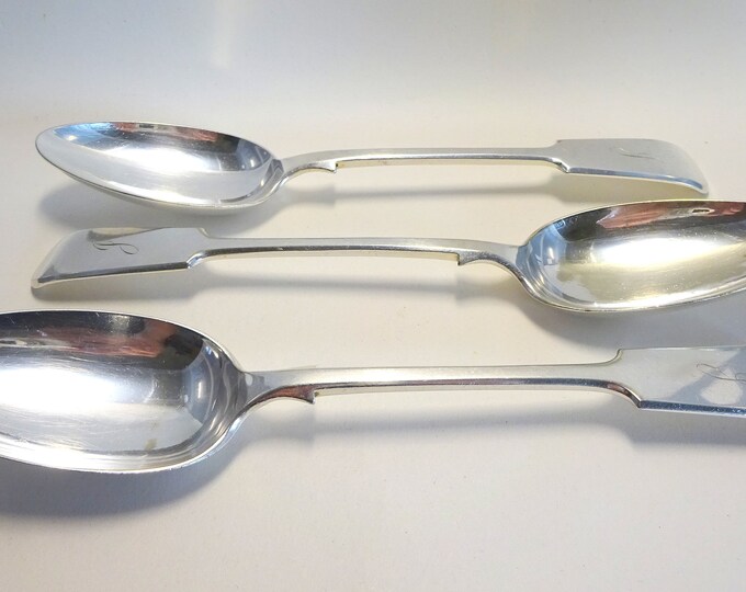 Set of 3 Antique Elkington & Co Fiddle Pattern Serving Spoons, Table ...