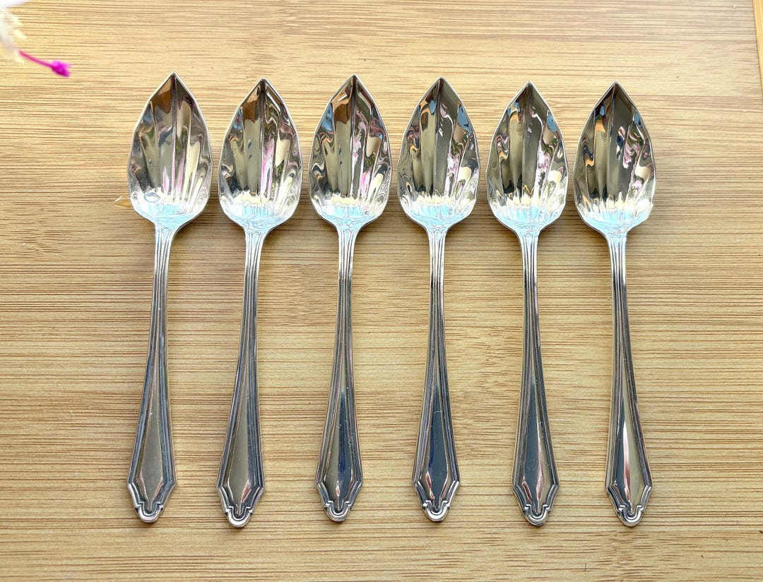 Lovely Set of 6 Vintage Silver Plated Melon Spoons, Grapefruit Spoons ...