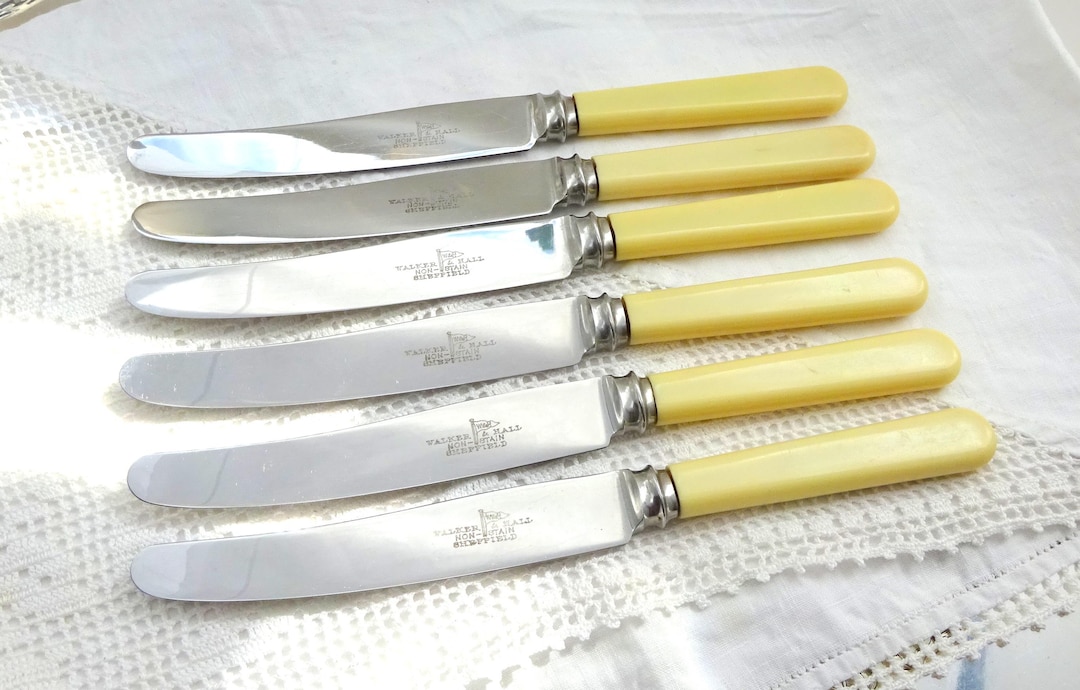 Set of 6 Vintage Walker and Hall 'non Stain' Dessert Cutlery, Salad ...