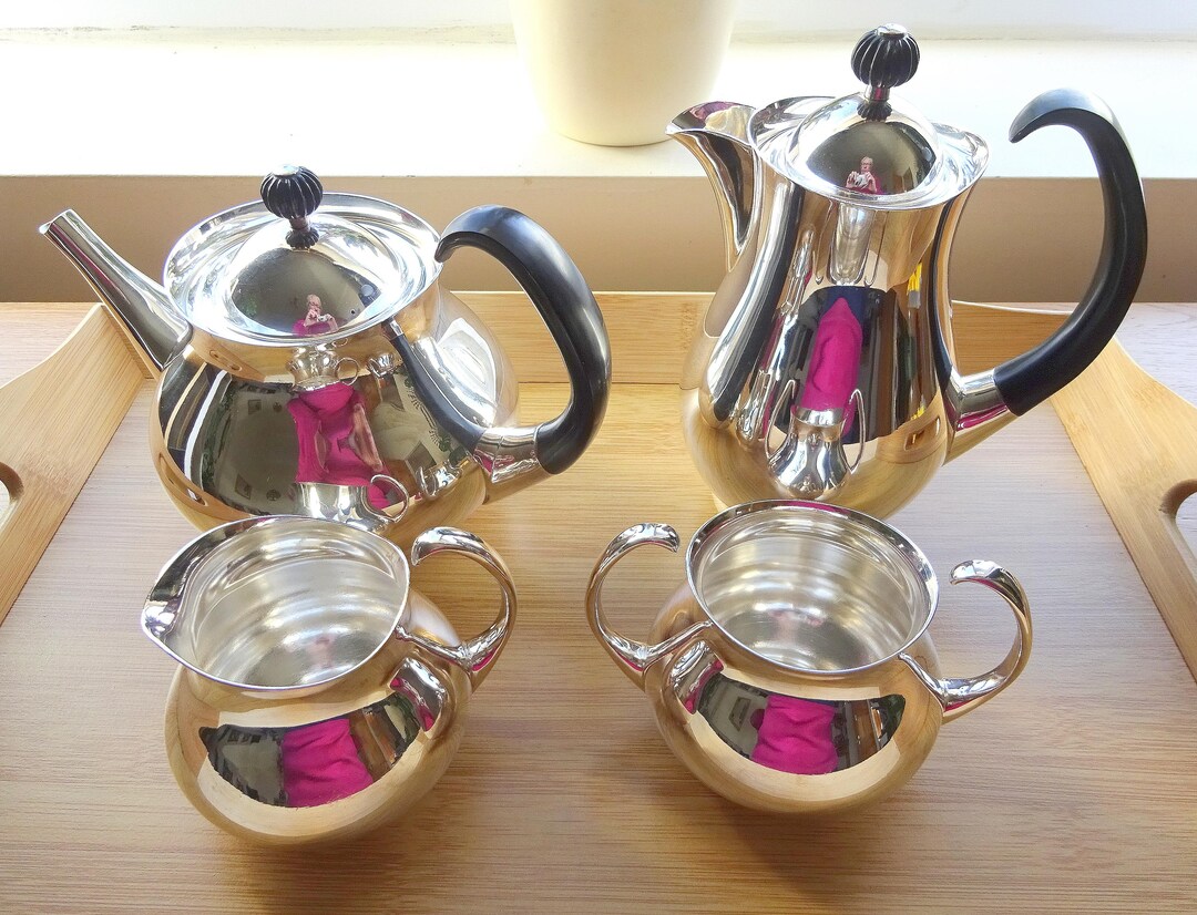 Classic Mid Century Modernist Silver Plate Tea Set, 4 Piece Set, Eric ...
