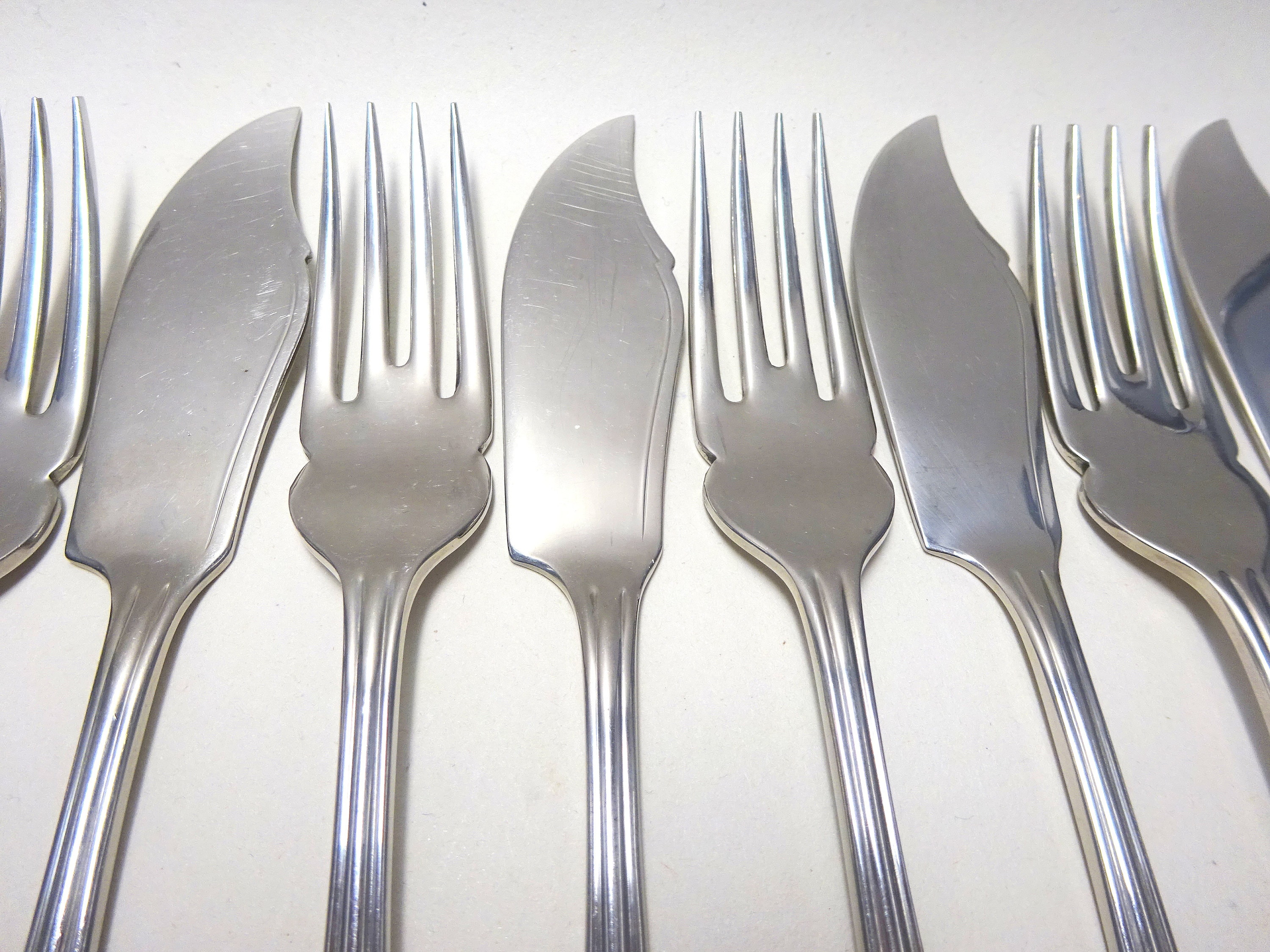 12 Piece Set of Firth Staybrite Fish Cutlery, Fish Eaters, Salmon ...