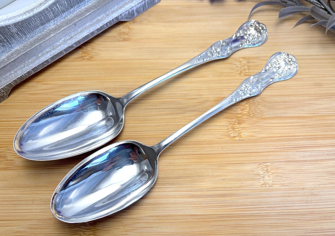 RARE Early Victorian Pair of Queens Pattern Serving Spoons, Table ...