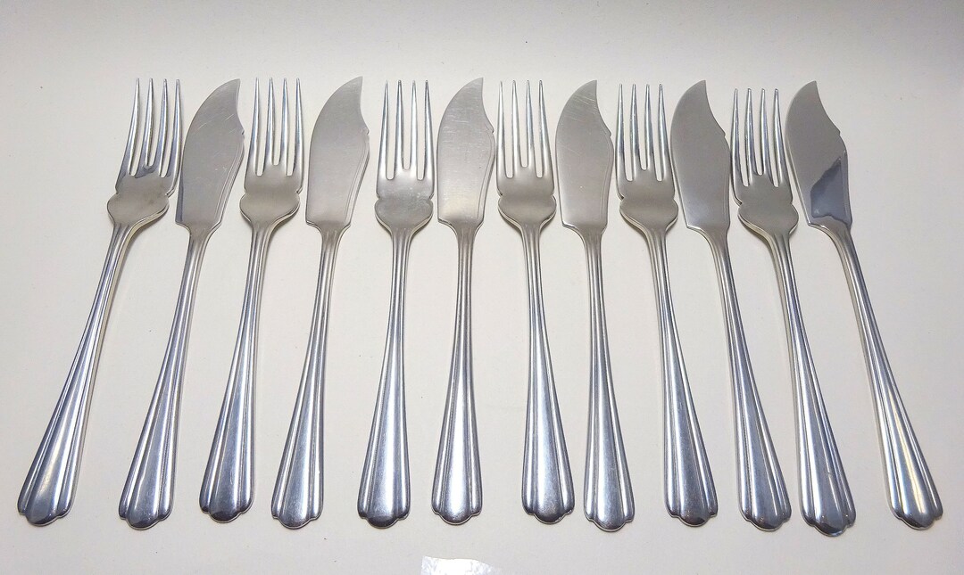 12 Piece Set of Firth Staybrite Fish Cutlery, Fish Eaters, Salmon ...