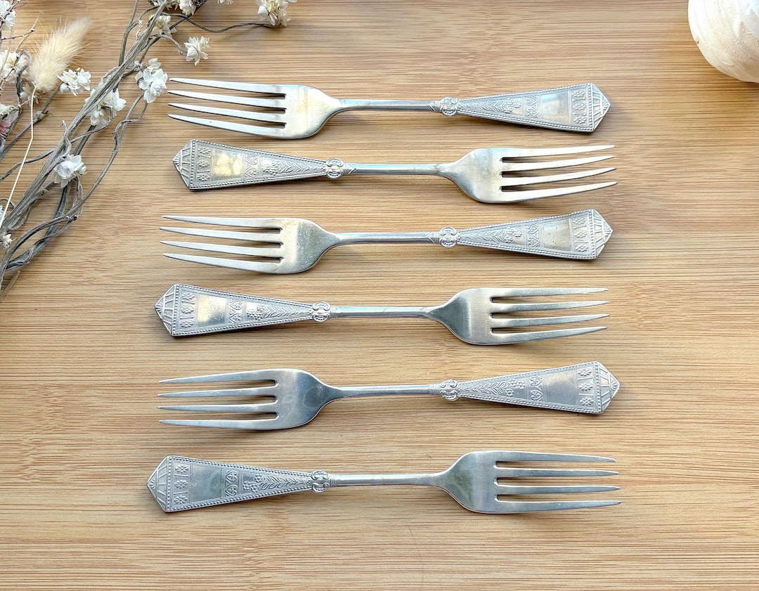 Antique Victorian Aesthetic Period Dessert Forks, Salad Forks, Nickel ...