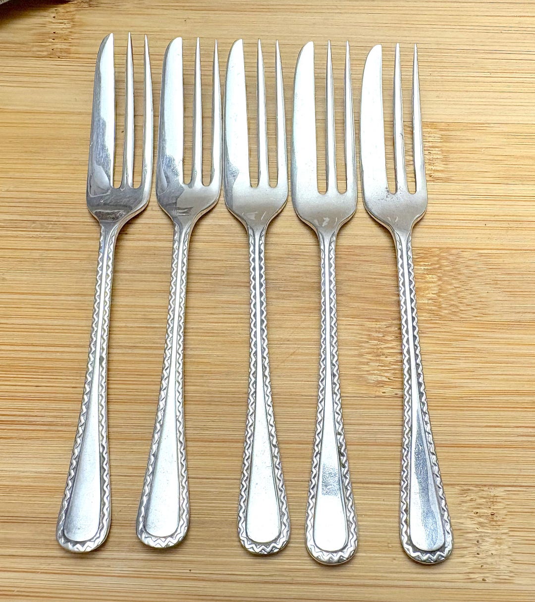 Antique Bright Cut Cake Forks, Pastry Forks, Set of 5, Early 1900s ...