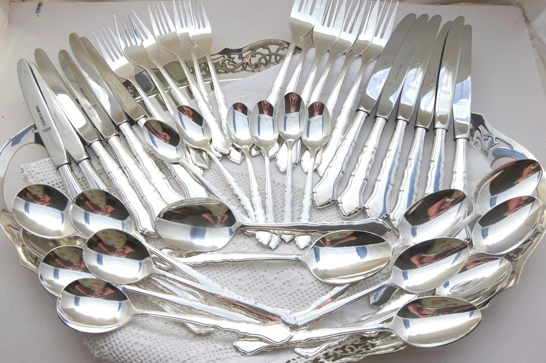 Vintage Viners of Sheffield 44 Piece Cutlery Set, Silver Plate and ...