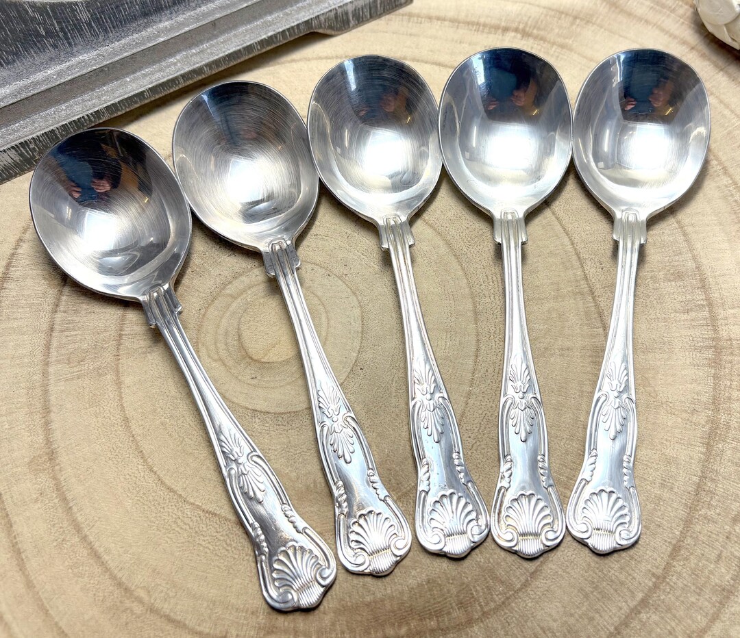 Vintage Set of 5 Kings Royale Pattern Soup Spoons, 7ins, Traditional ...