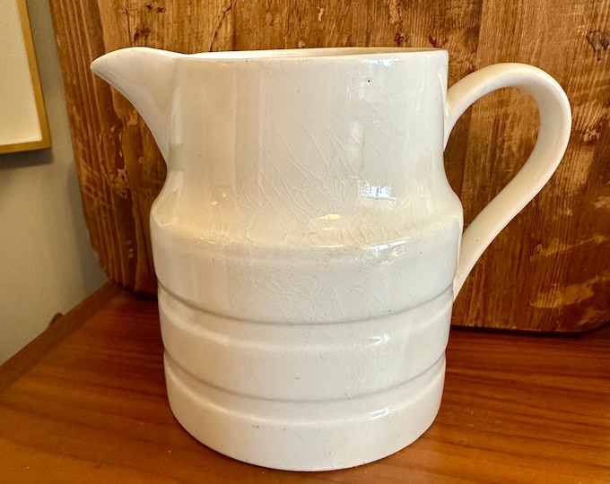 Antique English Ironstone White Banded Pitcher Embossed England - Etsy