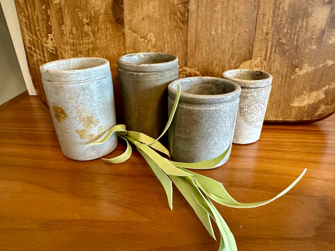 Antique - English Ironstone - Ointment Pots - Stained and Crazed ...