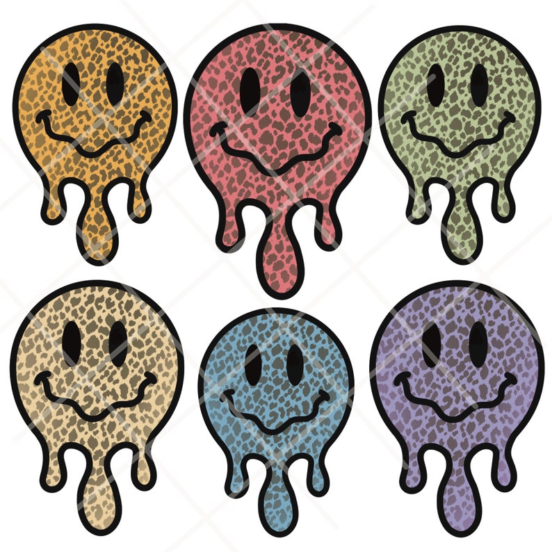 Smiley Drip Png Leopard Print Smiley Checkered Smiley - Etsy