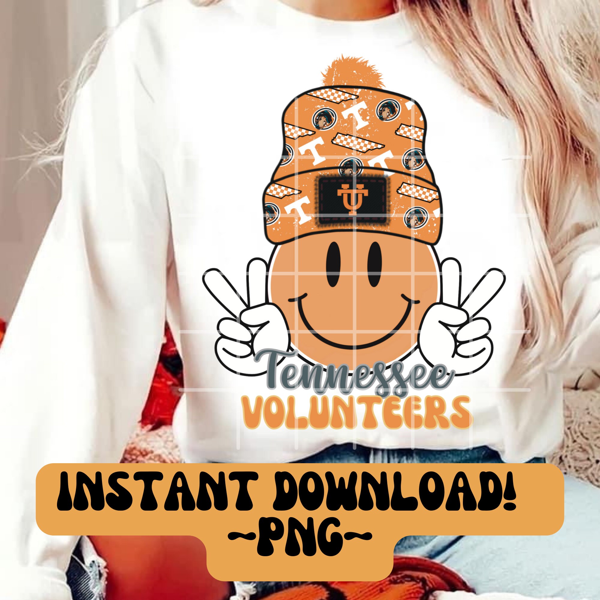 TN Vols Smiley With Beanie Peace Sign Smiley With Beanie - Etsy
