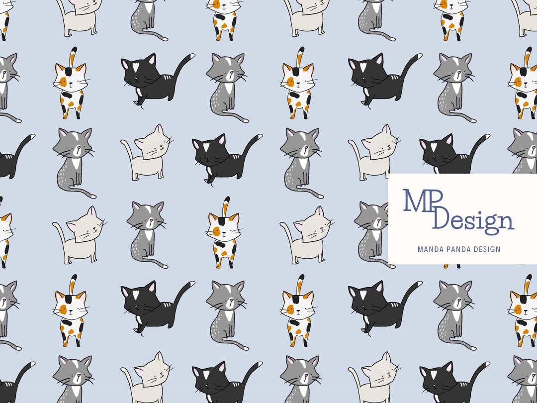 Cute Cats Seamless Pattern, Funny Cats Seamless File, Cat Digital Paper ...