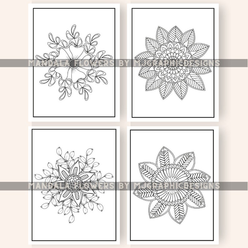 Coloring Pages: DIGITAL DOWNLOAD Printable Mandala Flowers Coloring ...
