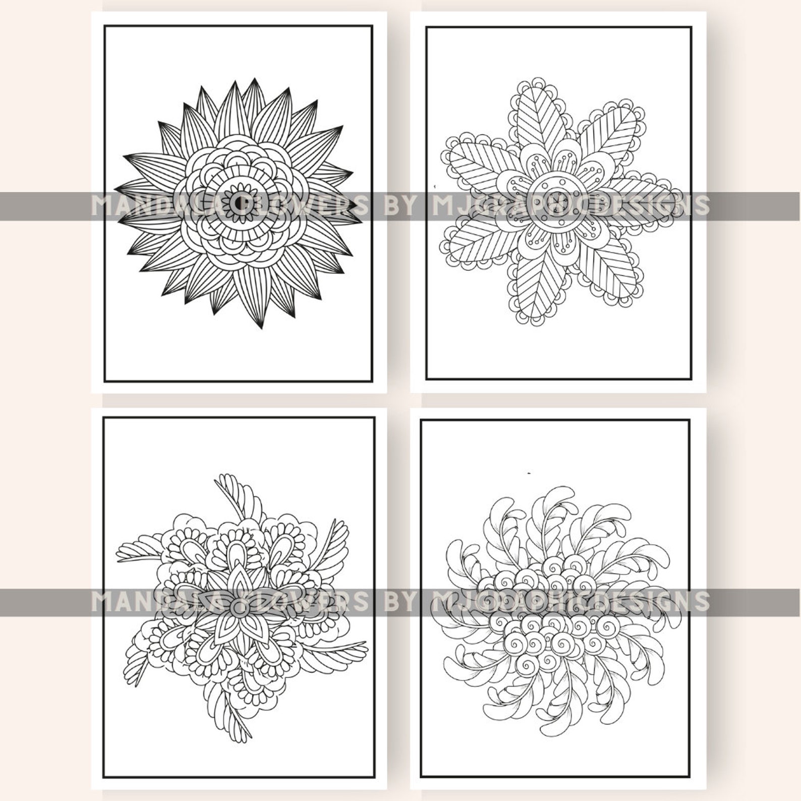 Coloring Pages: DIGITAL DOWNLOAD Printable Mandala Flowers Coloring ...