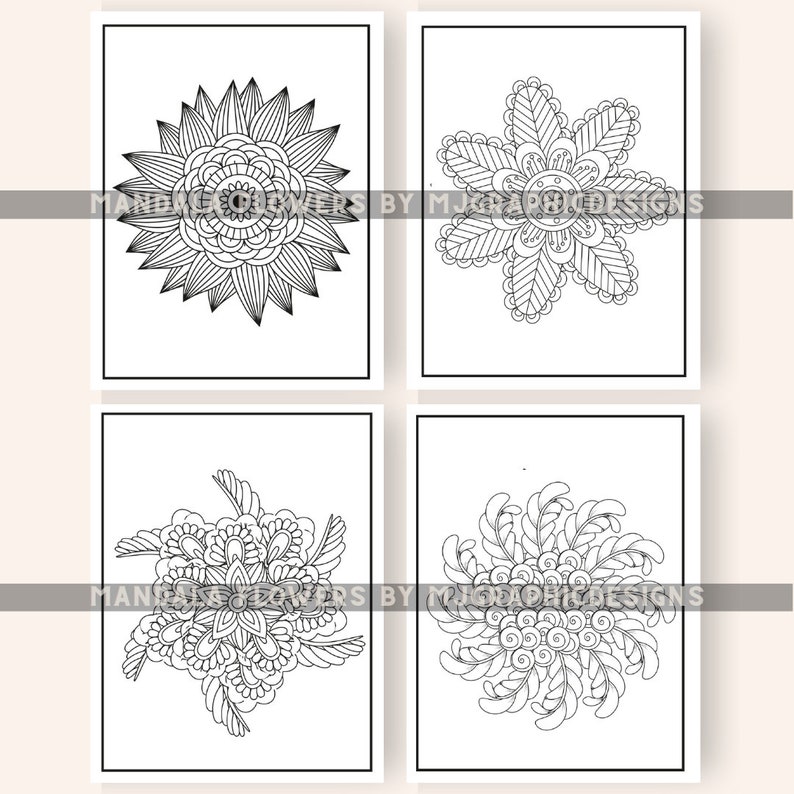 Coloring Pages: DIGITAL DOWNLOAD Printable Mandala Flowers Coloring ...