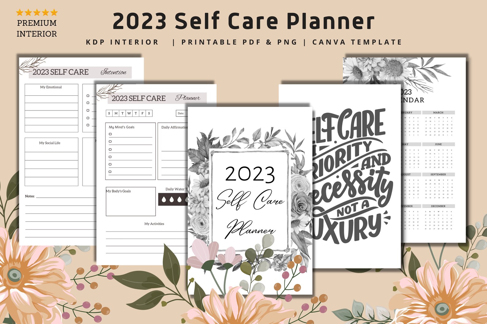 Printable Digital Download 2023 Calender Self Care Planner Self Care ...