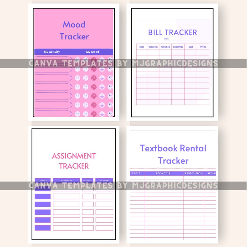 50 Editable Printable Canva Templates 6x9 for KDP | Planners Log Books ...