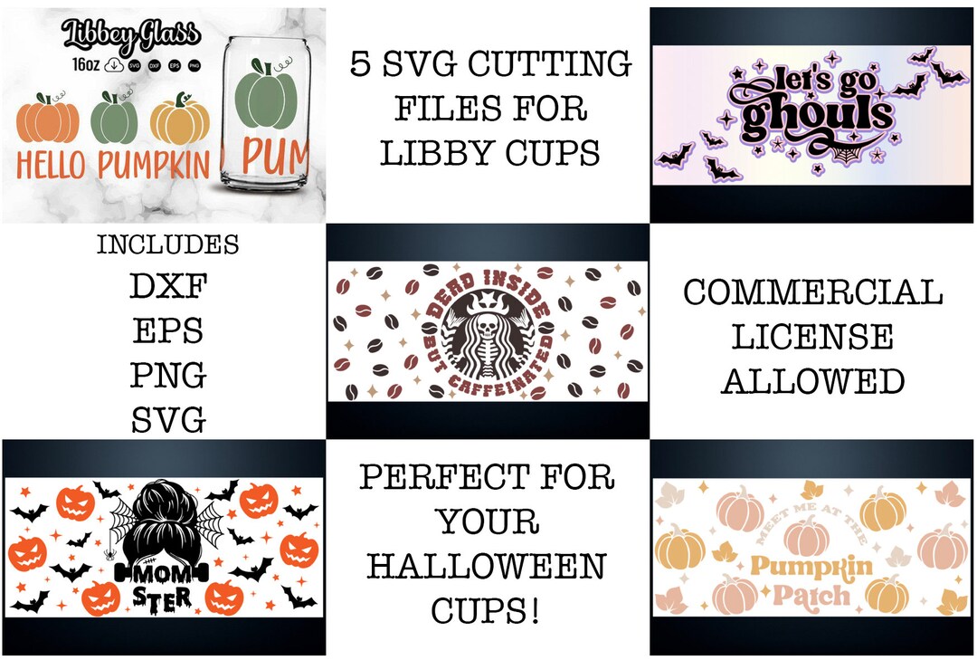5 Cute Halloween SVG PNG Ready to Cut Libby Cup Files - Etsy