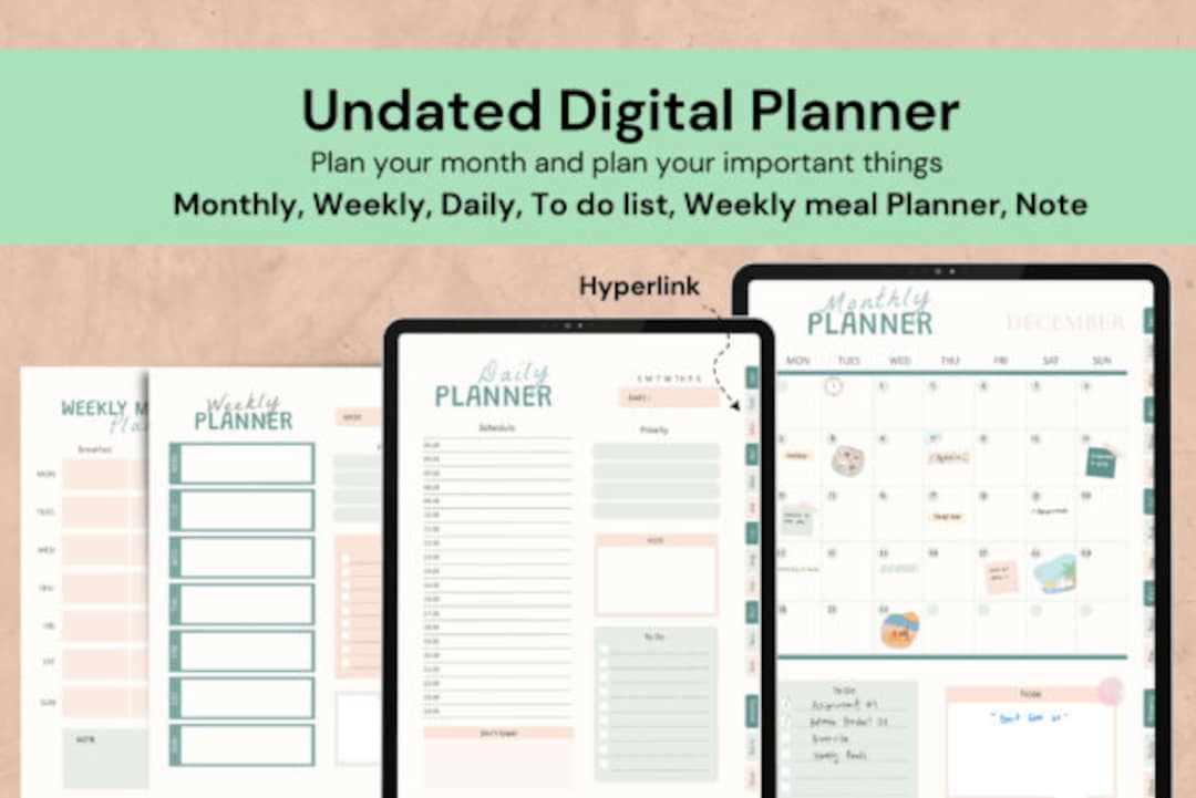 Undated Goodnotes Planner, Monthly Digital Planner, Goodnotes Template ...