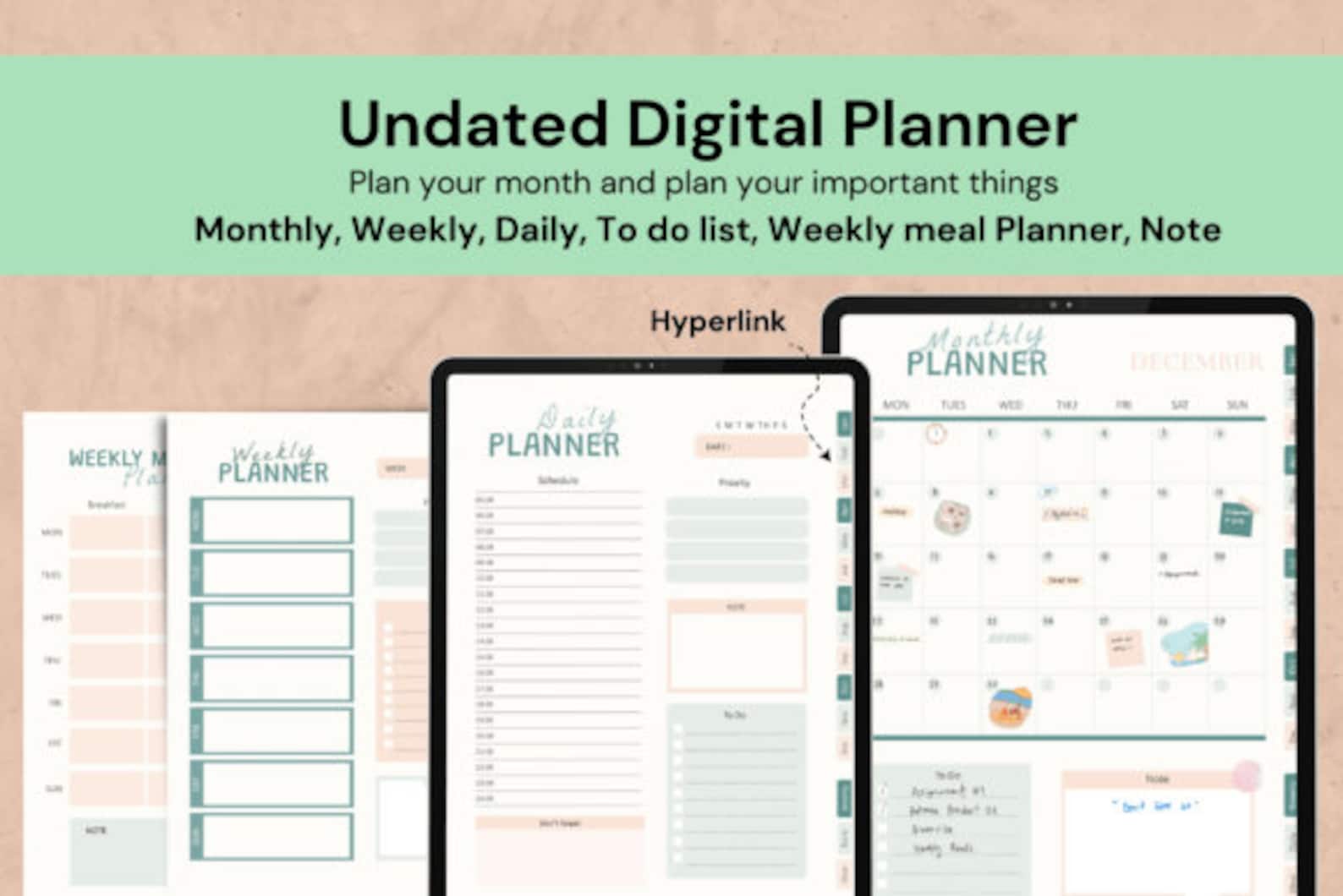 Undated Goodnotes Planner Monthly Digital Planner Goodnotes - Etsy