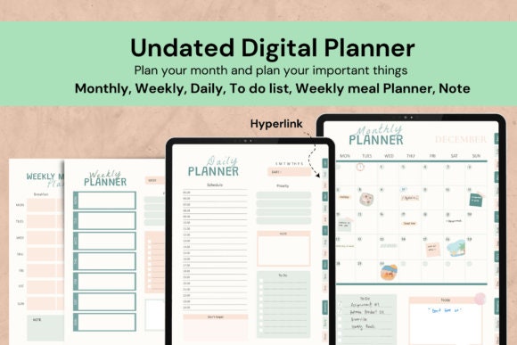 Undated Goodnotes Planner, Monthly Digital Planner, Goodnotes Template ...