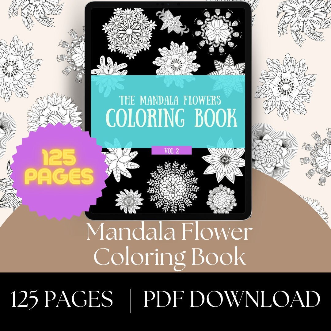 Coloring Pages: DIGITAL DOWNLOAD Printable Mandala Flowers Coloring ...