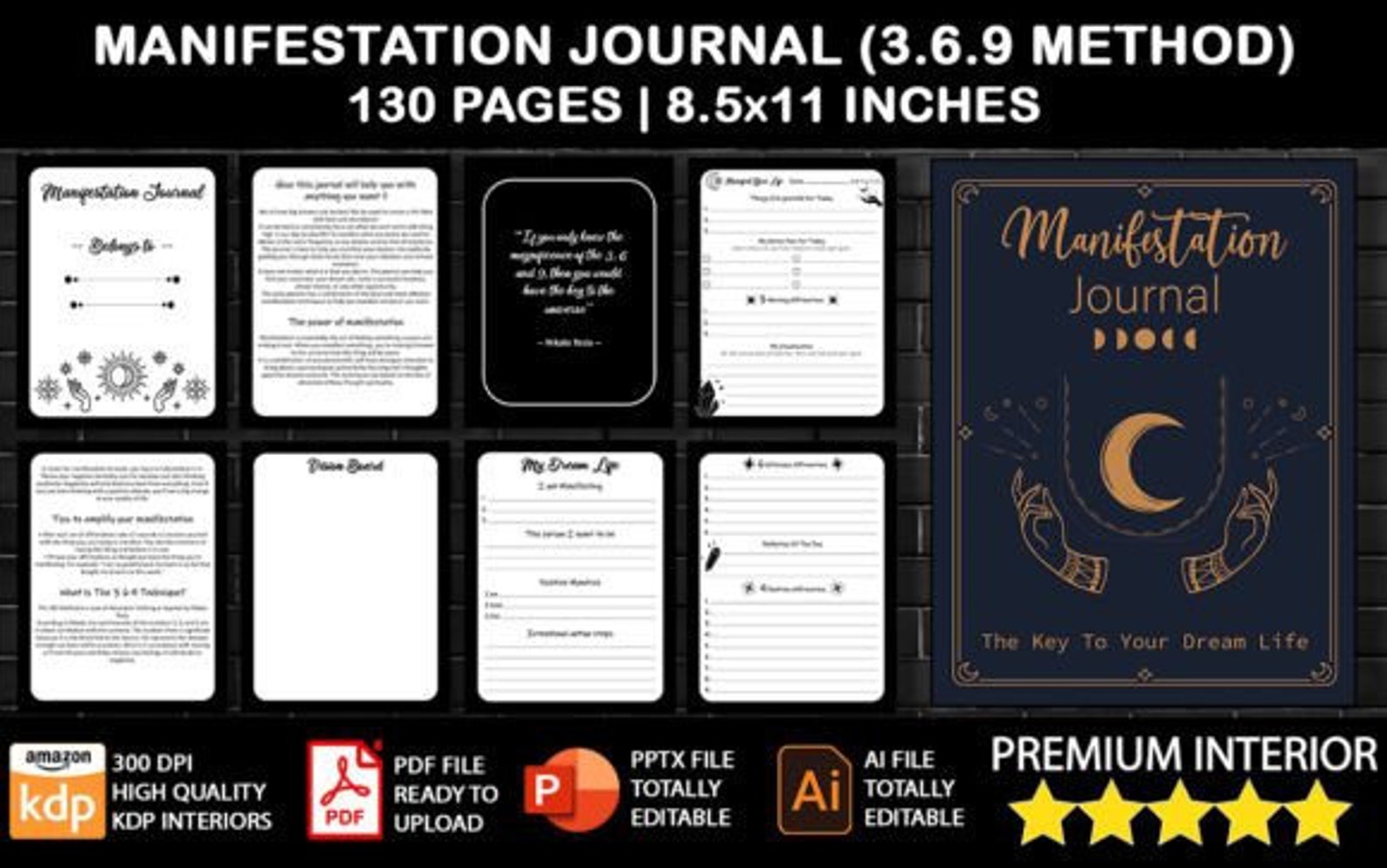 EDITABLE Digital Manifestation Journal | 130 Pages to Increase ...