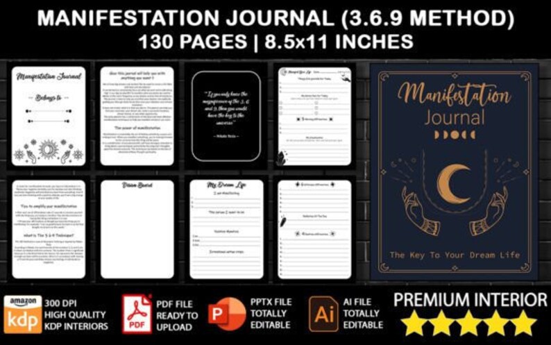 EDITABLE Digital Manifestation Journal | 130 Pages to Increase Productivity & Manifest Your ...