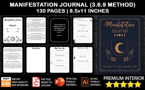 EDITABLE Digital Manifestation Journal | 130 Pages to Increase ...