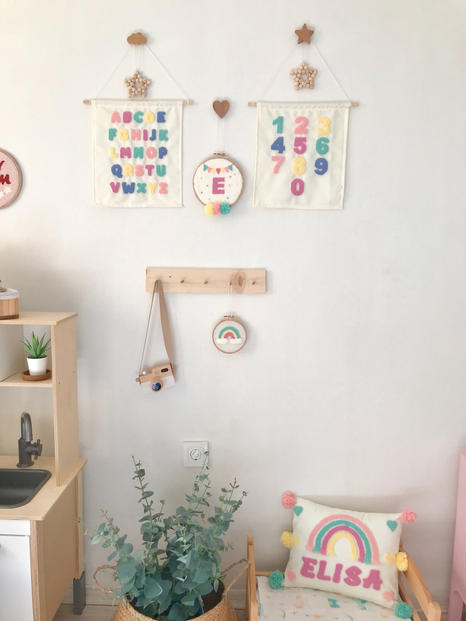 Personalized Punch Needle Name Sign Pillow Cover, Rainbow Cushion Case ...