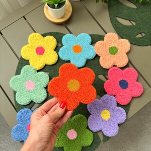 Punch Needle Daisy Coaster, Colorful Daisy Mug Rug, Mothers Day Gift ...