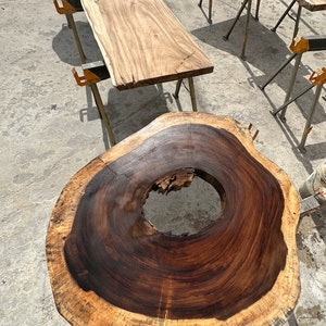 Monkey Pod - Round Wood - Coffee Table - Dining Table 45" at 2.75"thick ...