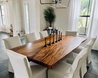 Live Edge Dining Table Kiln Dried Custom Monkey Pod Slabs - Etsy