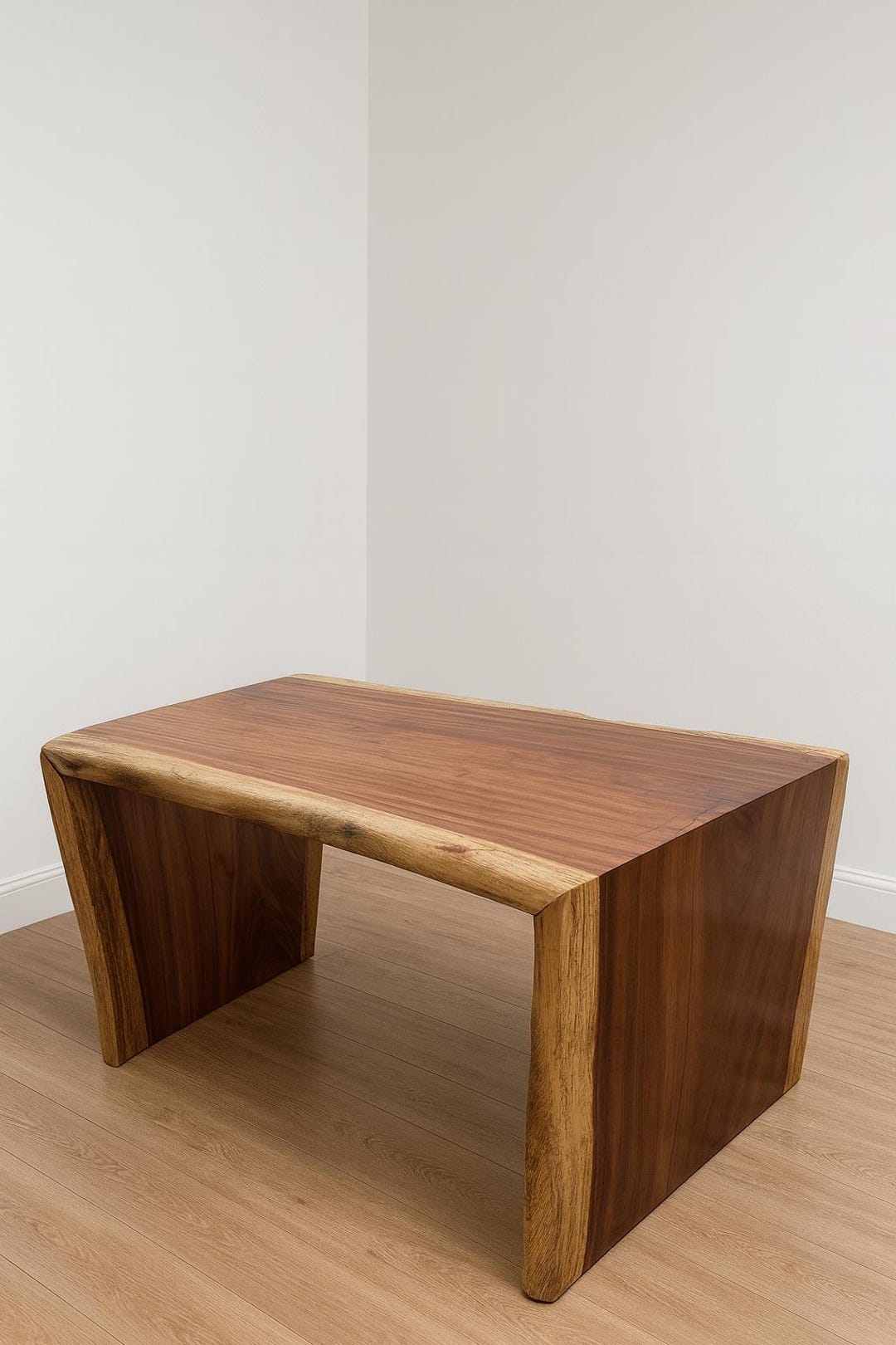 Monkey Pod Desk With Double Waterfall Legs : Exotic Live Edge Slab Desk ...