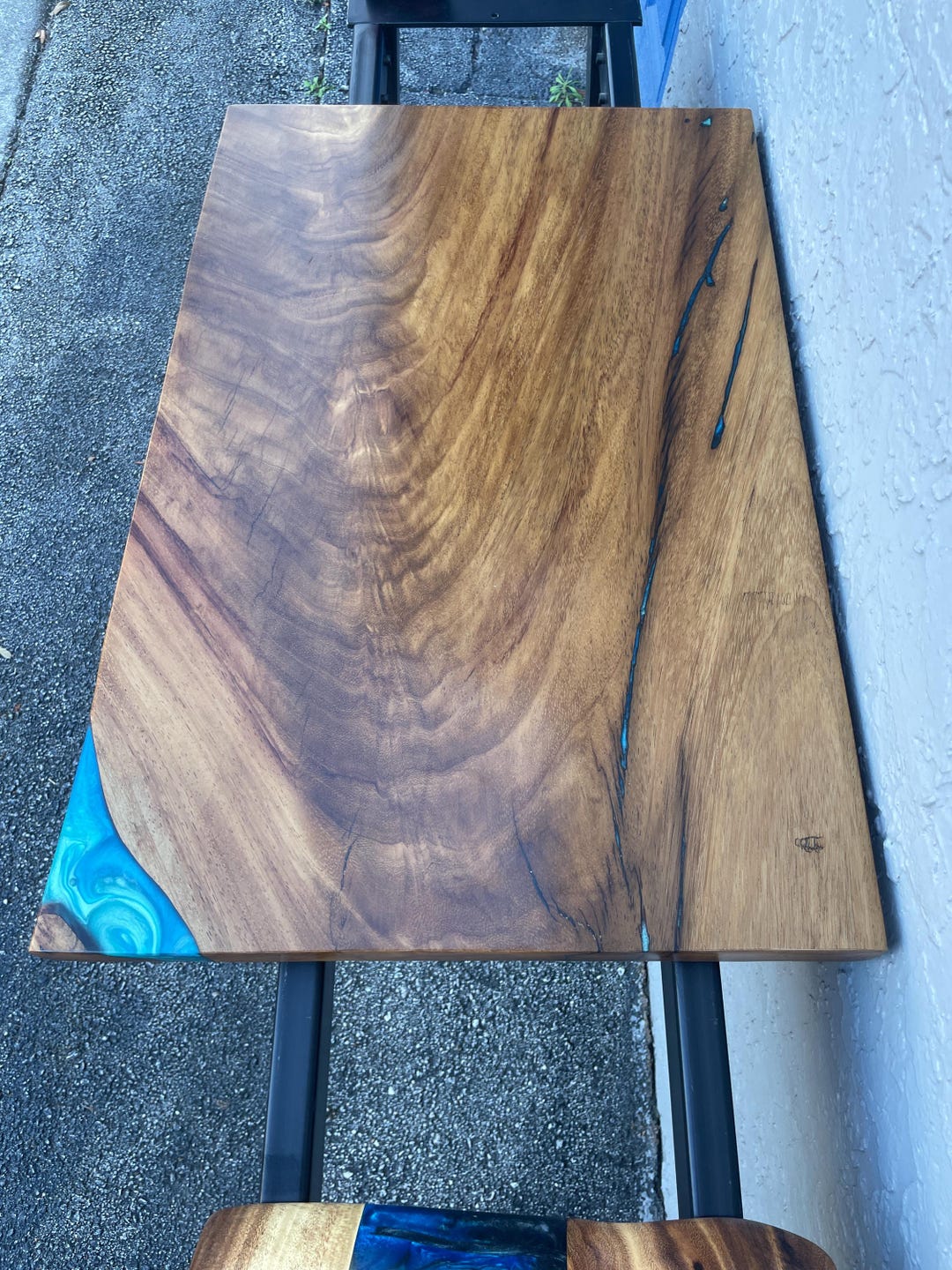 Monkey Pod Slab ~ Aqua and Cobalt Blue Yin Yang Epoxy Resin! Perfect ...