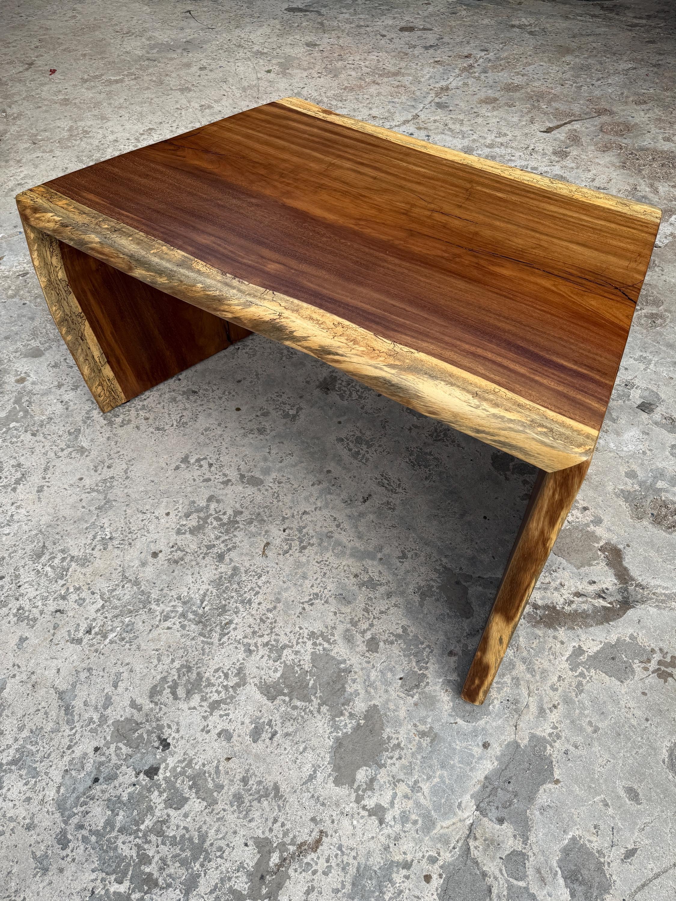 Monkey Pod Desk With Double Waterfall Legs : Exotic Live Edge Slab Desk ...