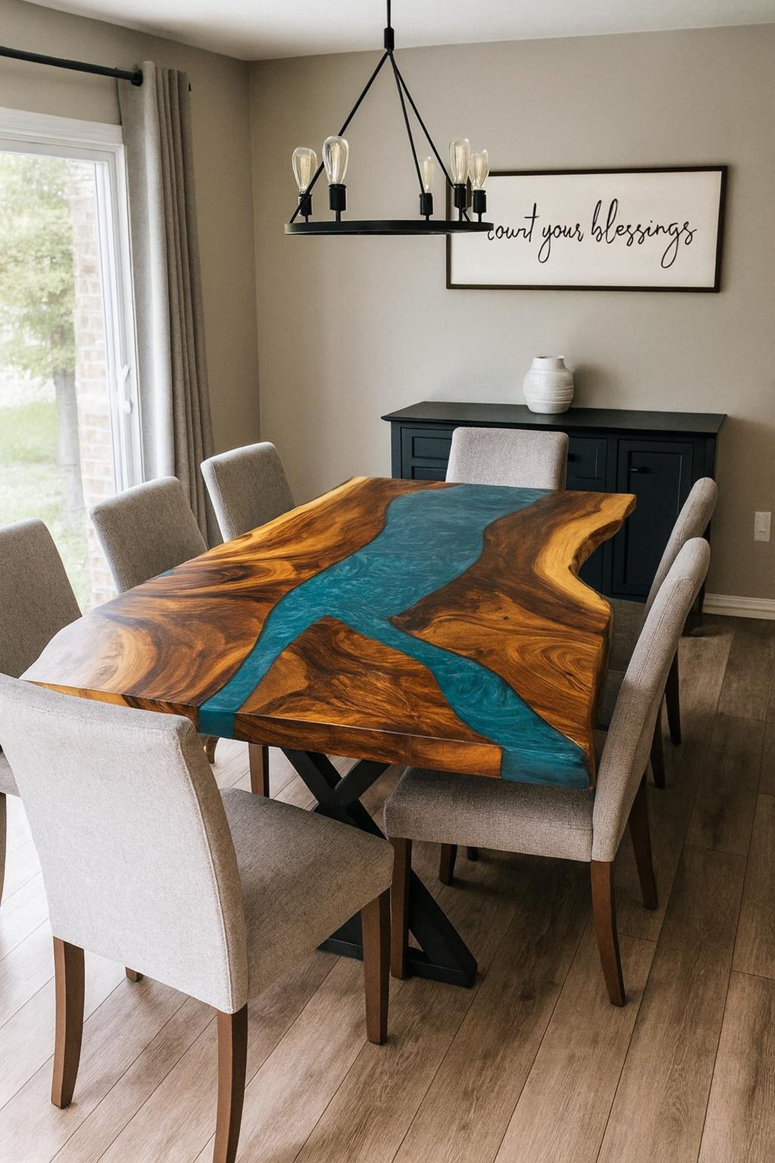 Live Edge Monkey Pod River Table: Blue Epoxy Resin, 7'9" Long - Etsy
