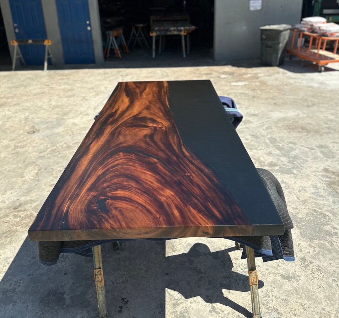 Stunning Dining Table Monkey Pod and Black Epoxy 7'11 X 39 - Etsy