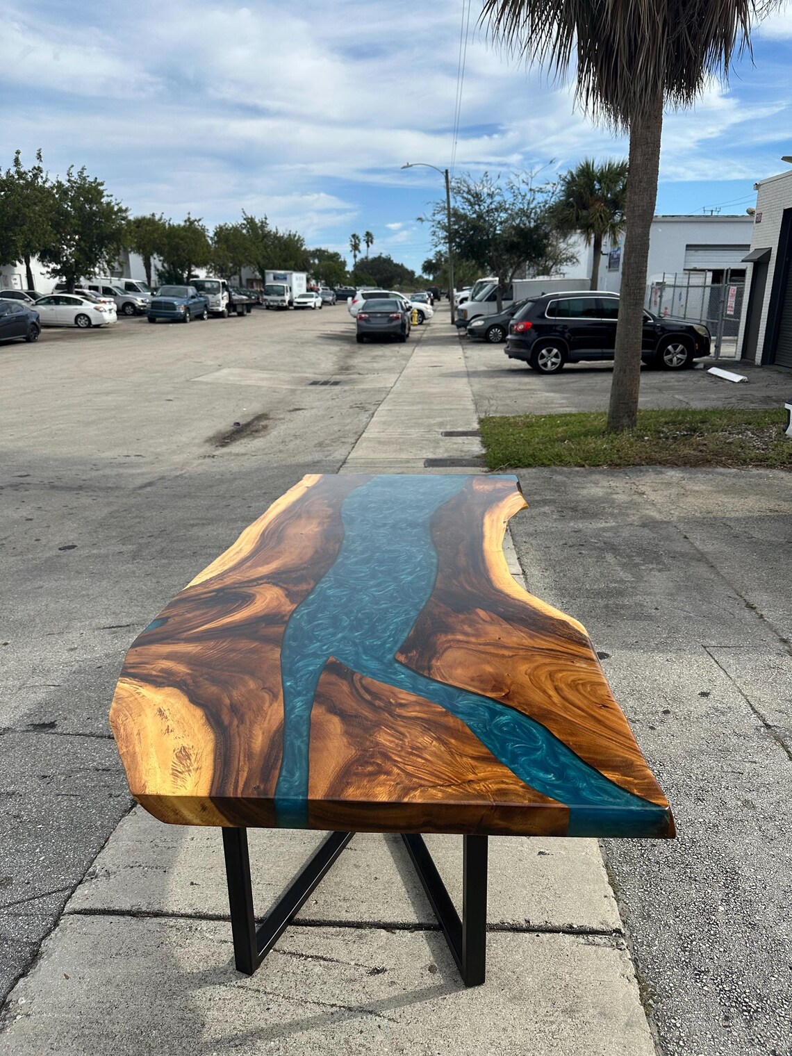 Live Edge Monkey Pod River Table: Blue Epoxy Resin, 7'9" Long - Etsy