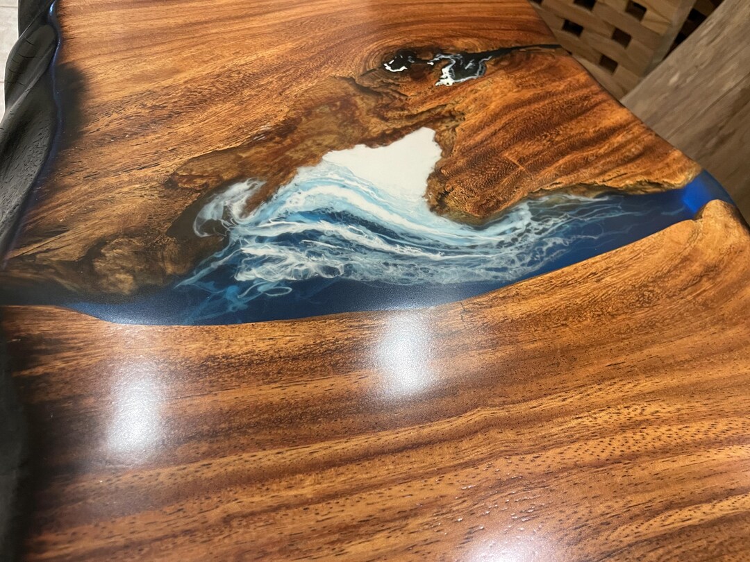 Coffee Table for Sale ~ Gorgeous Monkey Pod Slab With an Ocean Theme ...
