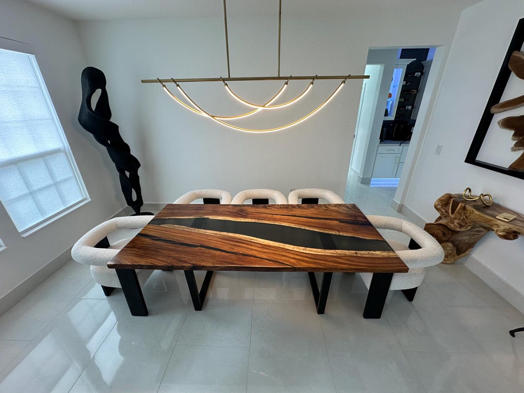 Custom Live Edge River Table: Reclaimed Wood & Epoxy Resin - Etsy