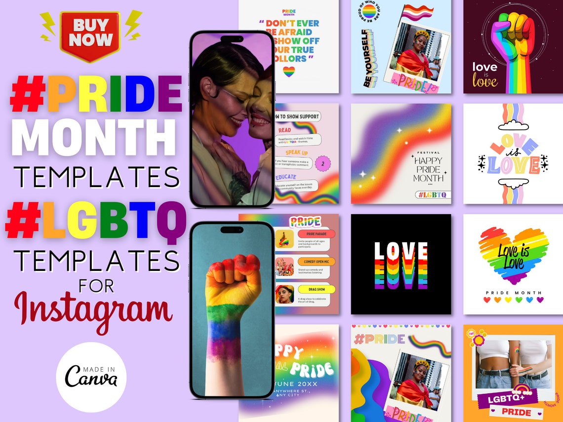 LGBTQ Instagram Post Templates Canva Pride Templates Pride - Etsy