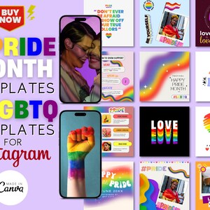 LGBTQ Instagram Post Templates Canva Pride Templates Pride - Etsy