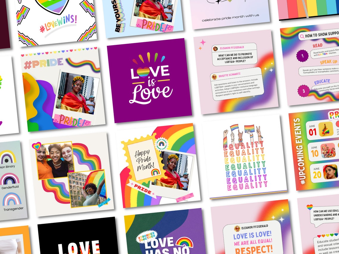 LGBTQ Instagram Post Templates Canva Pride Templates Pride - Etsy