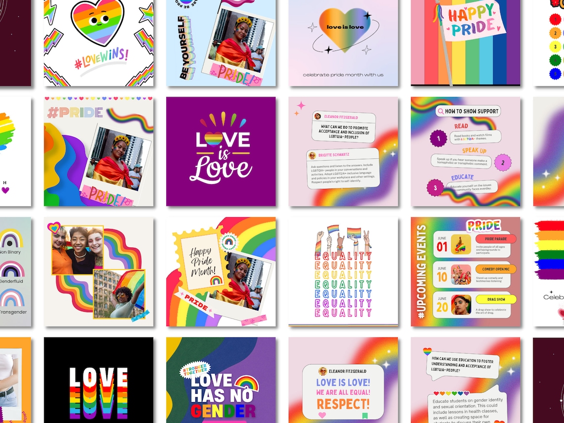 LGBTQ Instagram Post Templates Canva Pride Templates Pride - Etsy