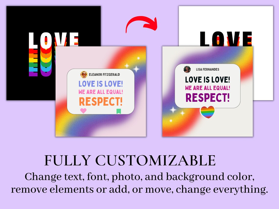 LGBTQ Instagram Post Templates Canva Pride Templates Pride - Etsy