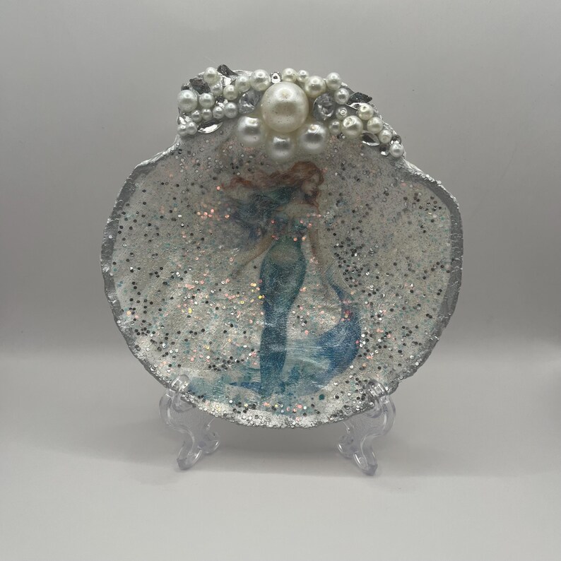 Mermaid Scallop Shell Trinket/ring Dishes/table Decor With Stand - Etsy