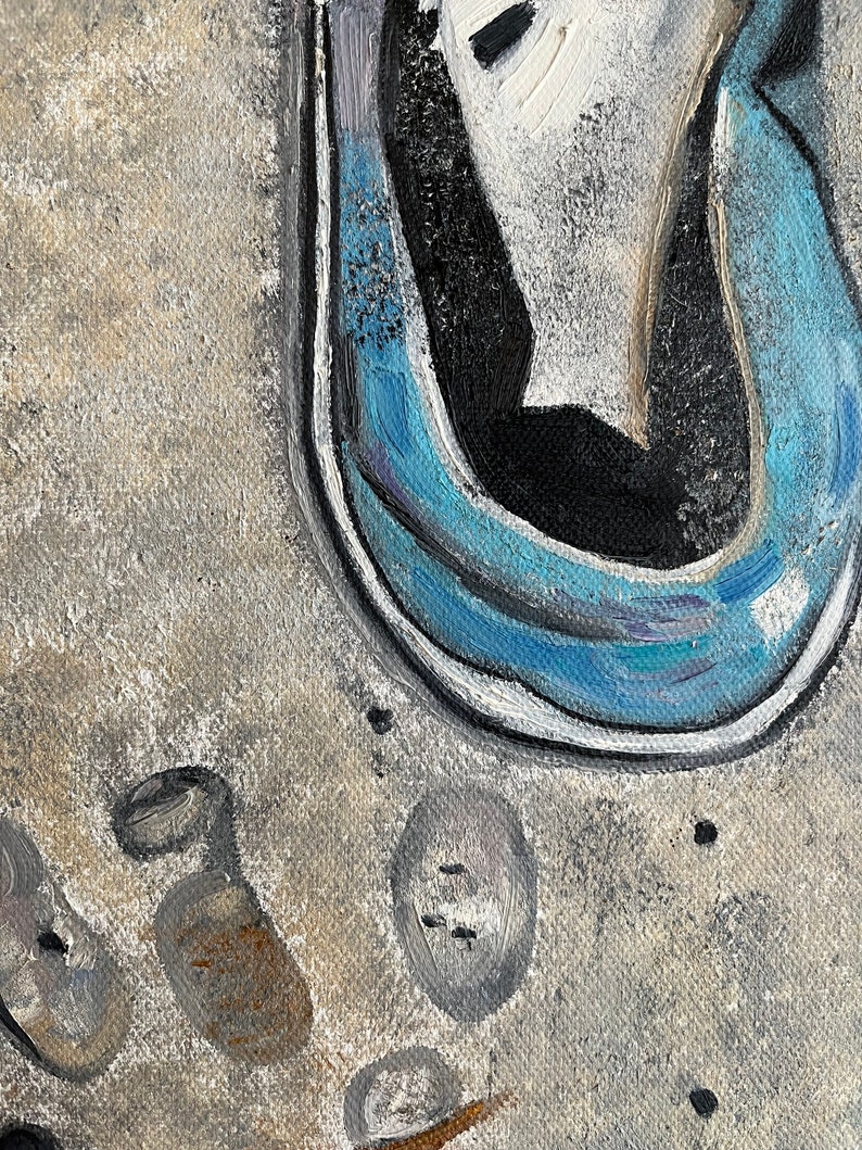 Mussel Shell Oil Painting, Beach Scene, Maine Beach, Original Art - Etsy